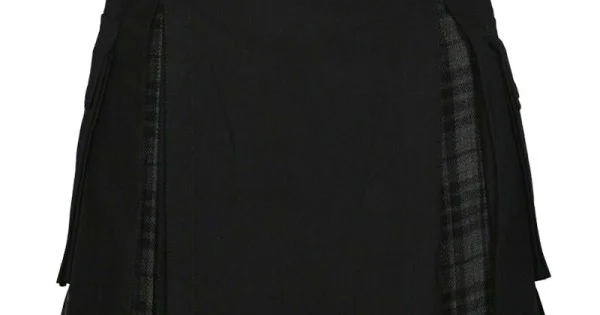 Hybrid Utility Kilts - Black Cotton & Grey Watch Tartan Kilt