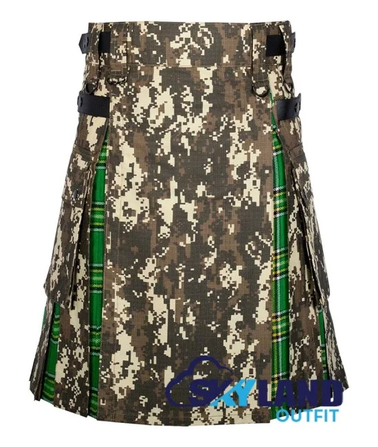 Hybrid Utility Kilts - Digital Camo & Irish Heritage Tartan Kilt