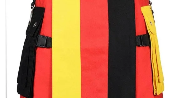 German Flag Utility Kilt – Handmade Cotton Patriotic Kilt for Men