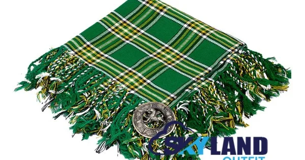 Irish Tartan Scottish Kilt Fly Plaid with Hand Fringed